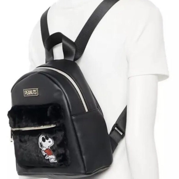 Peanuts | Bags | Snoopy Black Joe Peanuts Mini Backpack Cool Faux Fur ...